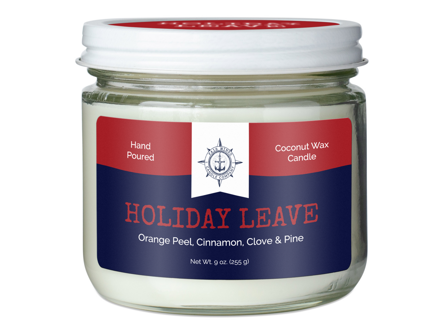 Holiday Leave 9 oz. Candle - | Fair Winds Candle Company